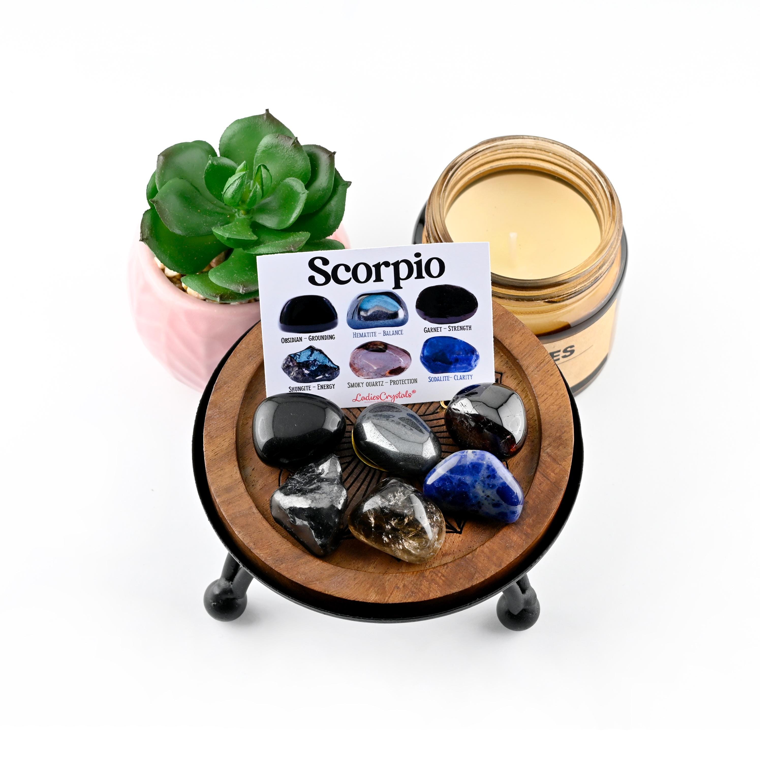 Scorpio Crystals Set, Scorpio Stones, Zodiac Stones, Black Obsidian ...