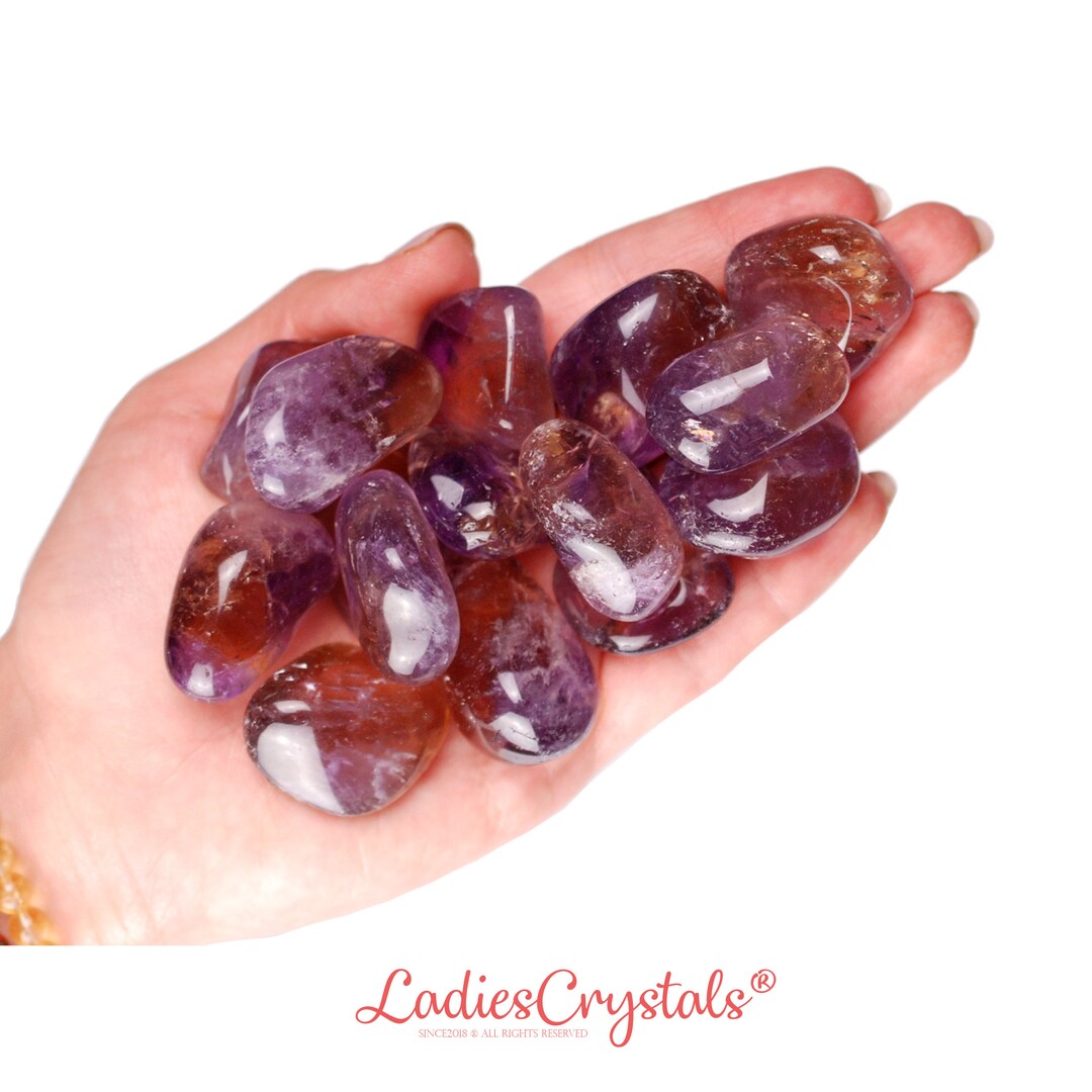 Ametrine Tumbled Stone, Polished Amethyst Citrine Crystal, Balance and ...