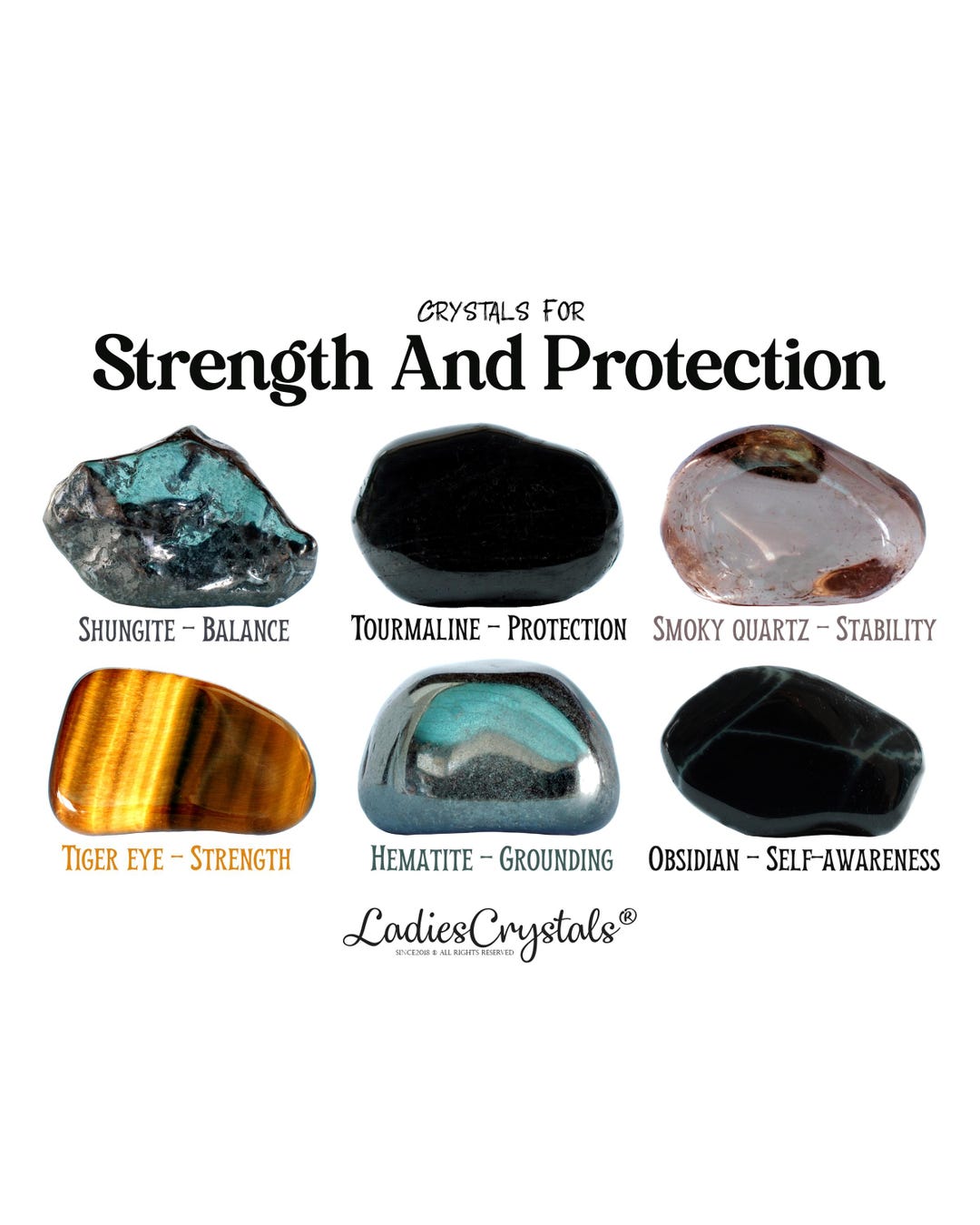 Strength and Protection Crystals Set, Inner Power Gemstones, Gift for ...