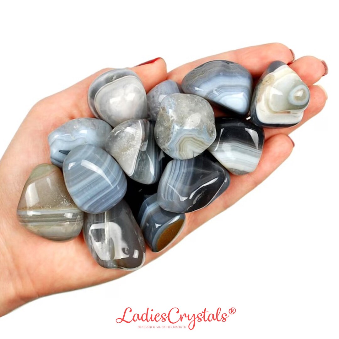 Grey Agate Tumbled Stone, Grey Agate, Tumbled Stones, Banded Agate ...