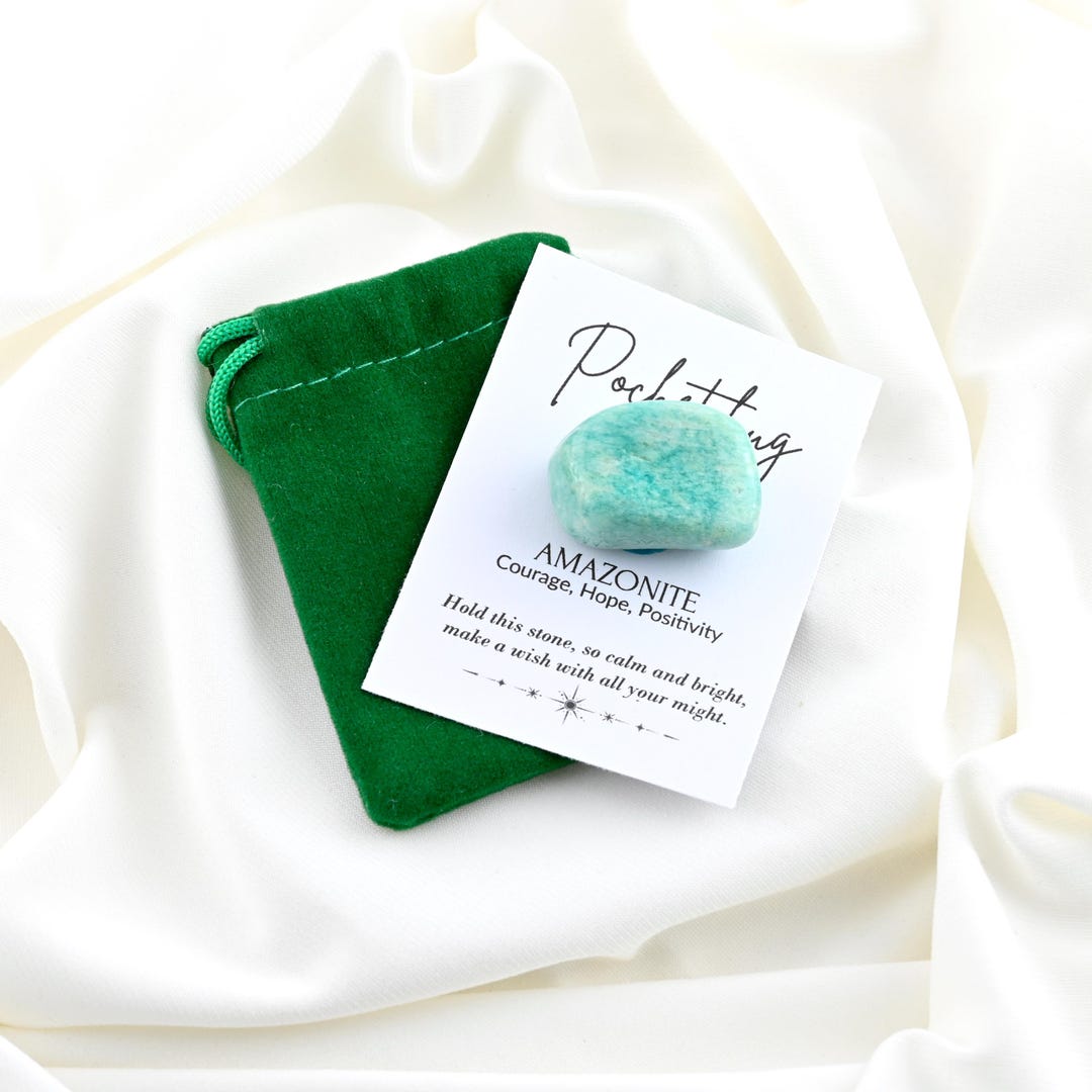 Amazonite Gemstone Pocket Hug, Crystal Pocket Token, Amazonite Crystal ...