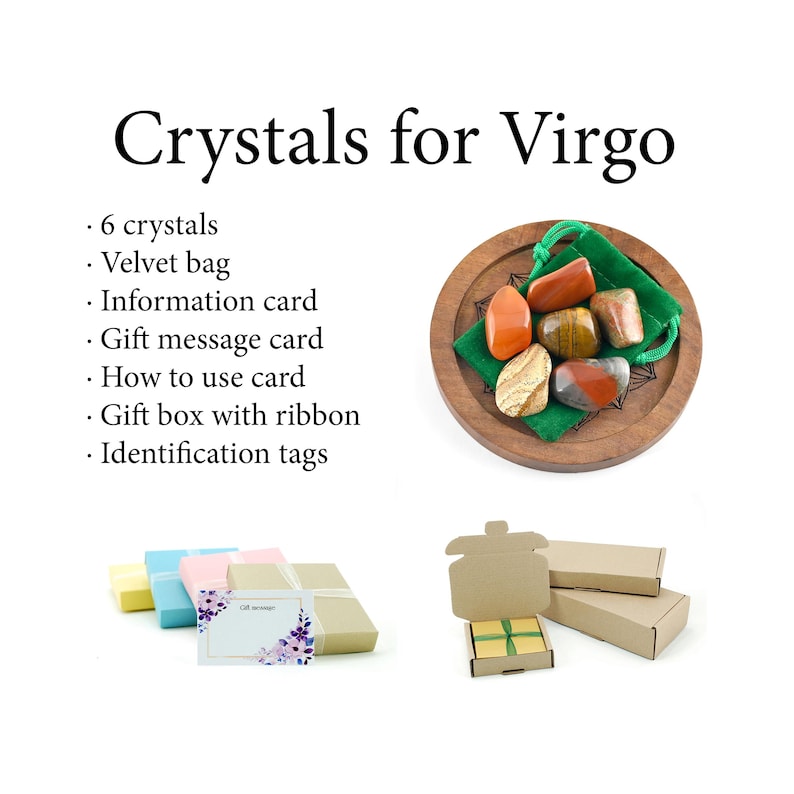 Virgo Crystals Set, Virgo Crystal Set, Tiger Eye, Picture Jasper ...