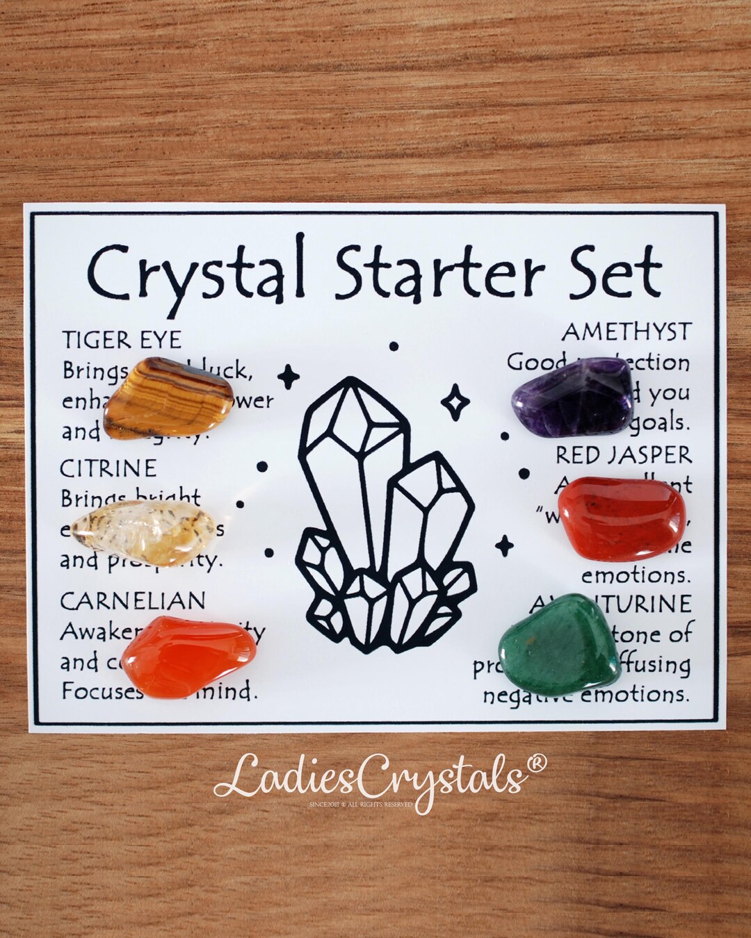 Crystal Starter Set: Tumbled Stones Gift Box - Tiger Eye, Amethyst ...