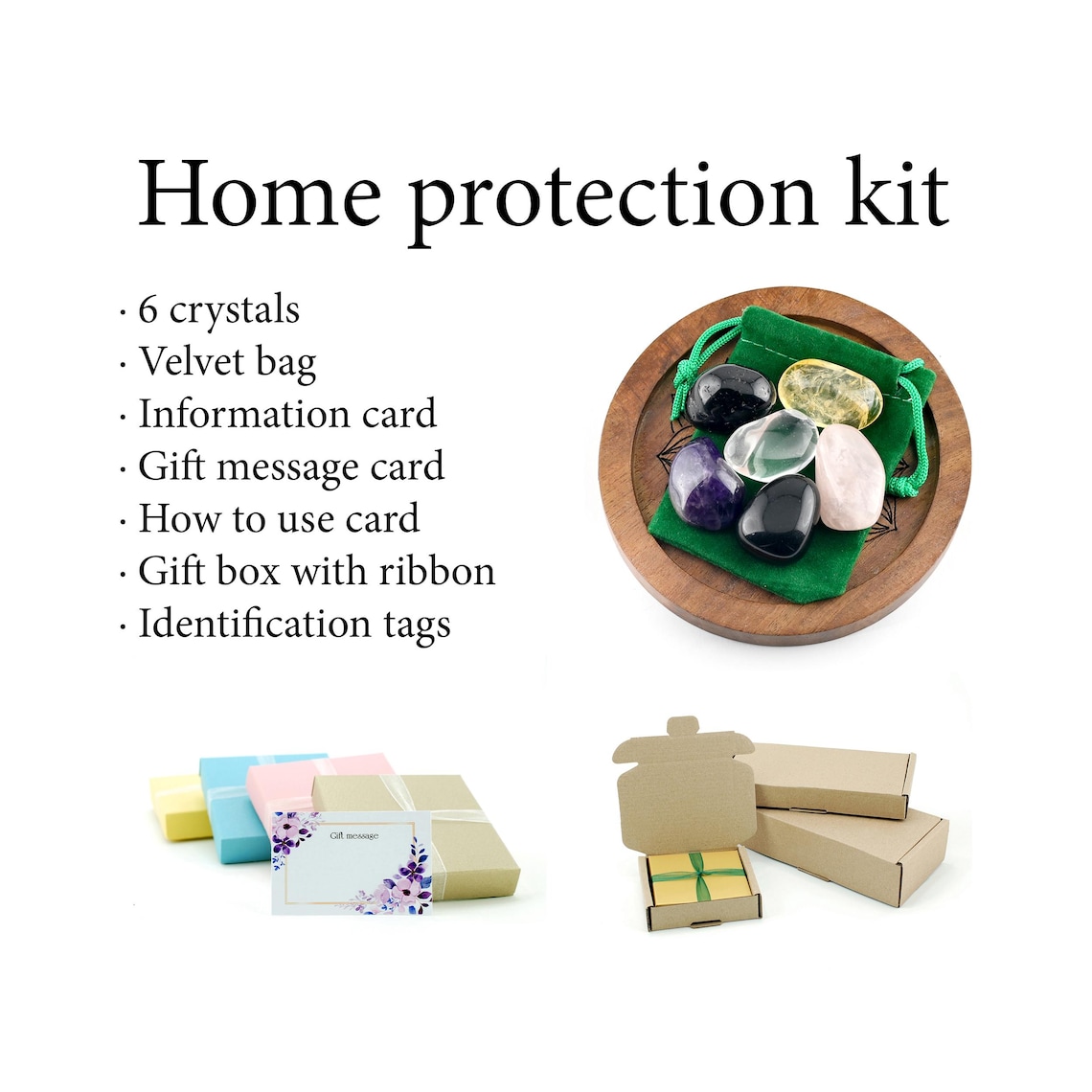 Home Protection Crystal Set, Home Protection Stones, New Home Gift ...