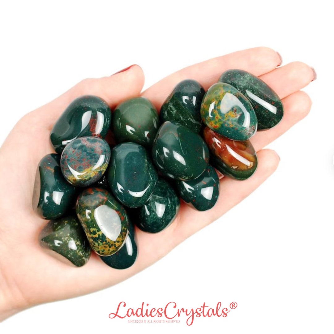 Heliotrope Bloodstone Tumbled Stone, Vitality and Protection, Altar ...