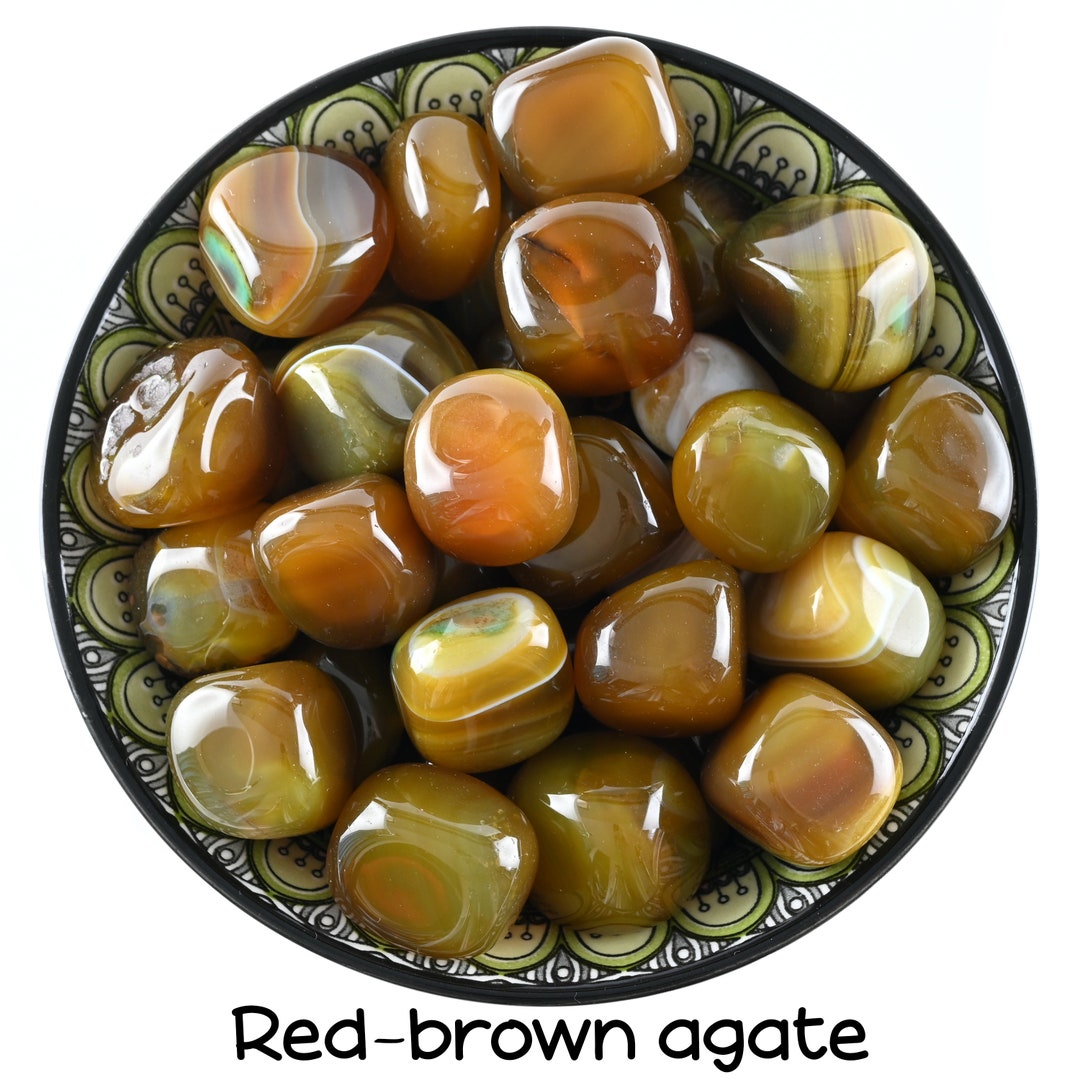 Red Brown Agate Tumbled Stone, Natural Earthy Gemstone, Emotional ...