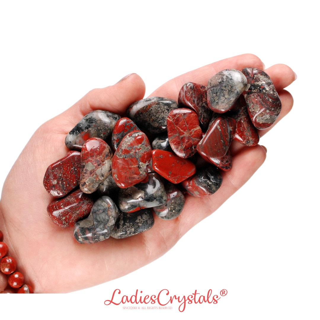 Jasper With Pyrite Tumbled Stone, Jasper With Pyrite, Tumbled Stones ...