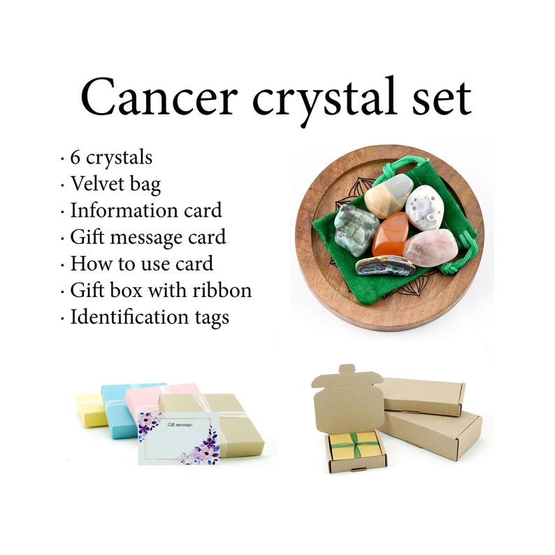 Cancer Crystals Set, Cancer Stones, Zodiac Stones, Moonstone, Abalone ...