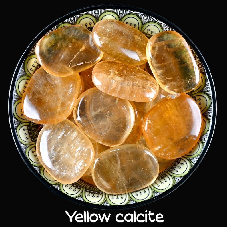 Yellow Transparent Calcite Palm Stone, Stone of Mental Clarity and ...