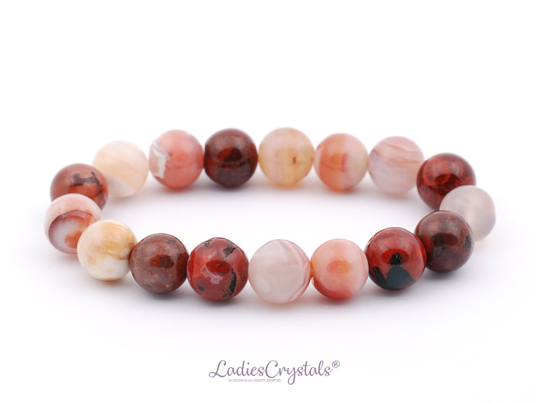 Bracelet en agate rouge bracelet en agate à bandes rouges 10 - Etsy France