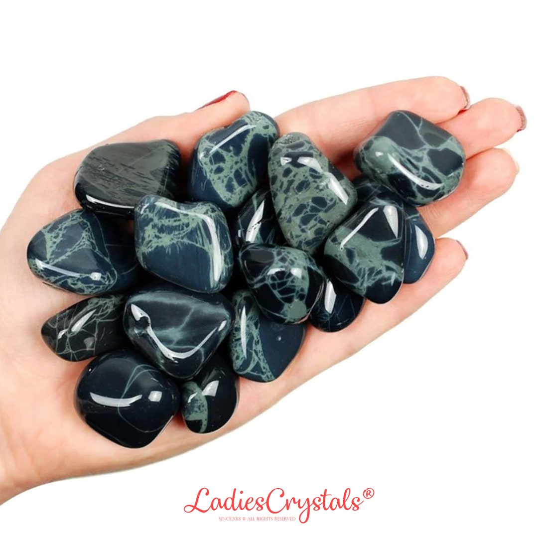 Spider Web Obsidian Tumbled Stone, Crystal Gift, Natural Gray Black ...