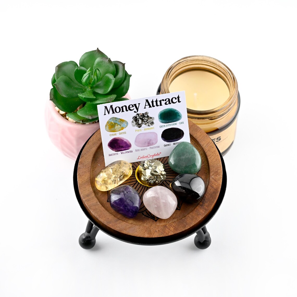 Money Attract Crystals Set, Money Attract Crystals, Citrine, Pyrite ...