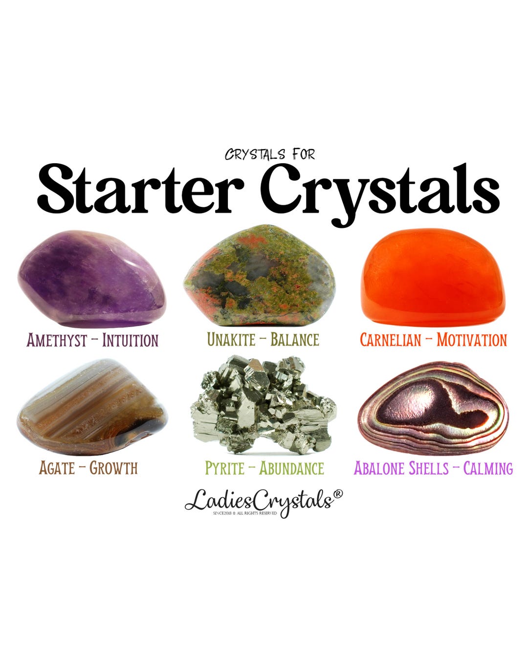 Starter Crystals Set, Beginners Crystals Set, Healing Crystals ...