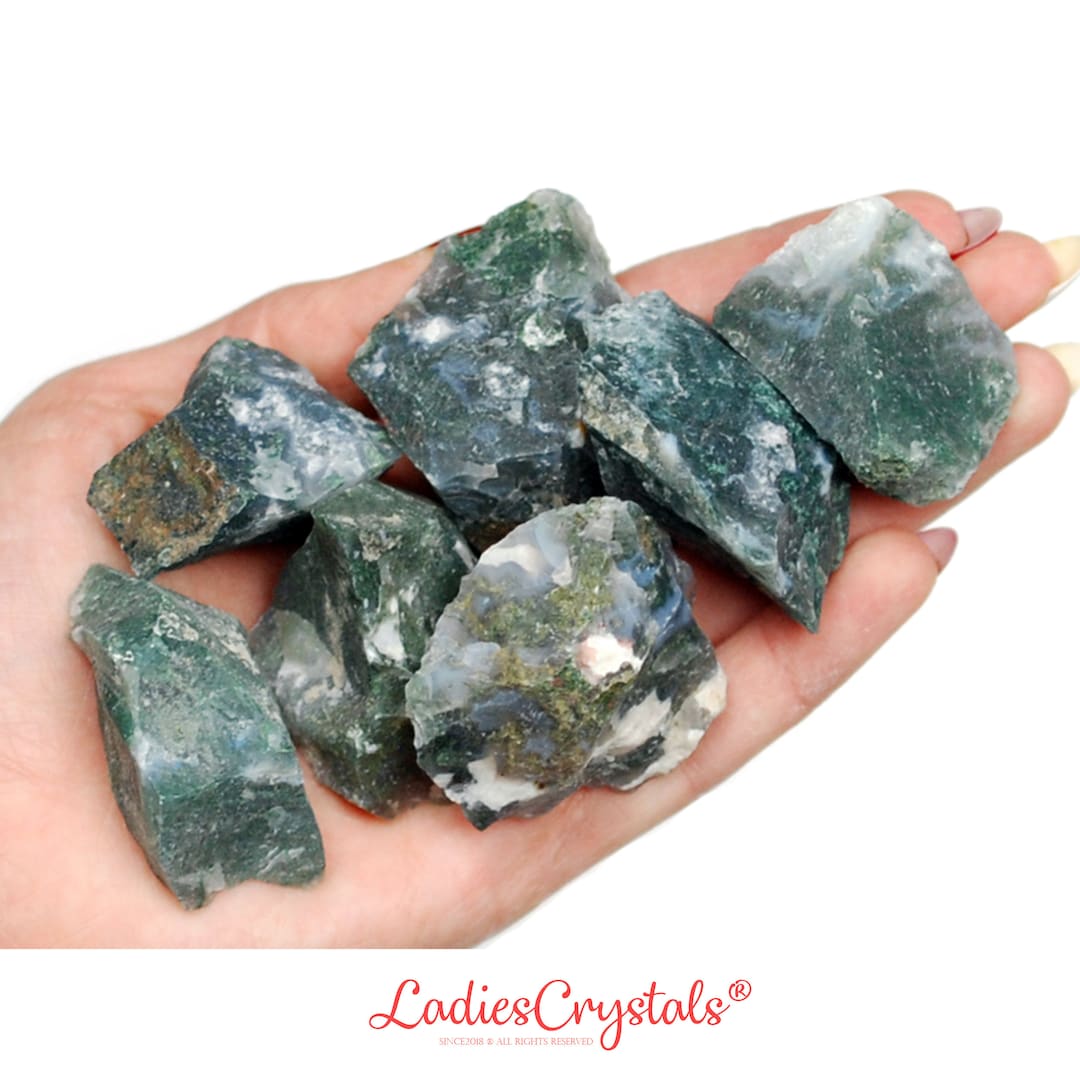 Green Moss Agate Raw Stone, Moss Agate, Raw Stones, Rough Stones ...