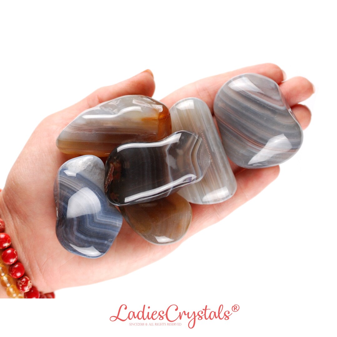 Grey Banded Agate Tumbled Stone, Stability, Inner Calm and Harmony ...