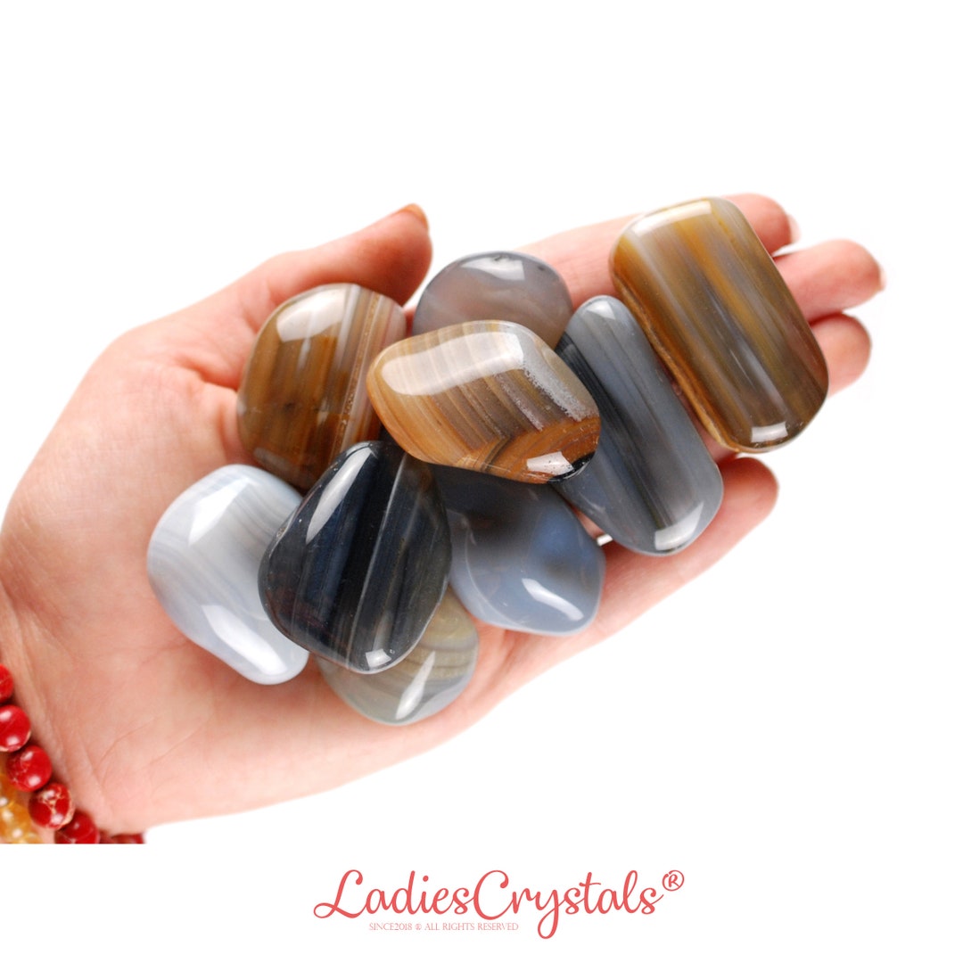 Grey Banded Agate Tumbled Stone, Stability, Inner Calm and Harmony ...