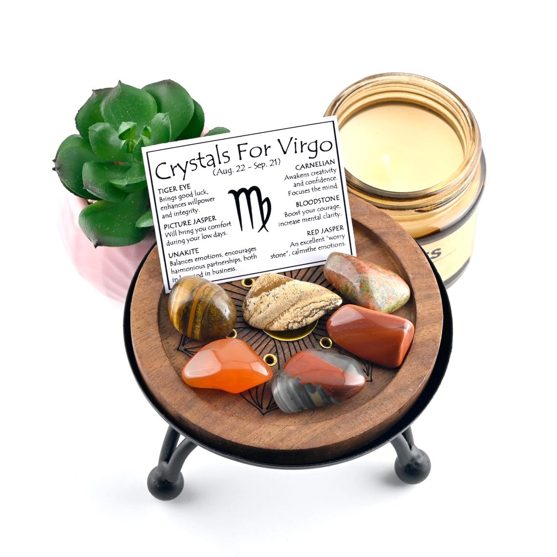 Virgo Crystals Set, Virgo Crystal Set, Tiger Eye, Picture Jasper ...