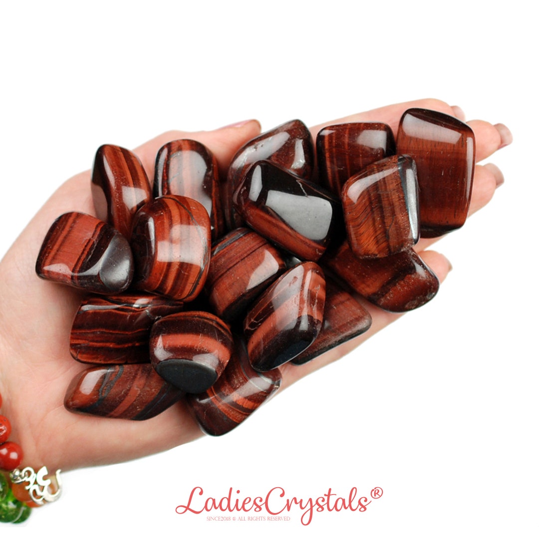 Red Tiger Eye Tumbled Stone, Bulls Eye Crystal, Vitality and Altar ...