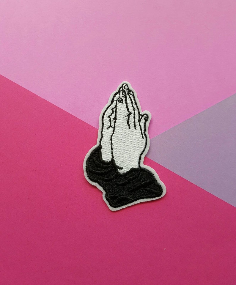 PRAYING HANDS Iron on Patch/embroidered Patch/jacket - Etsy