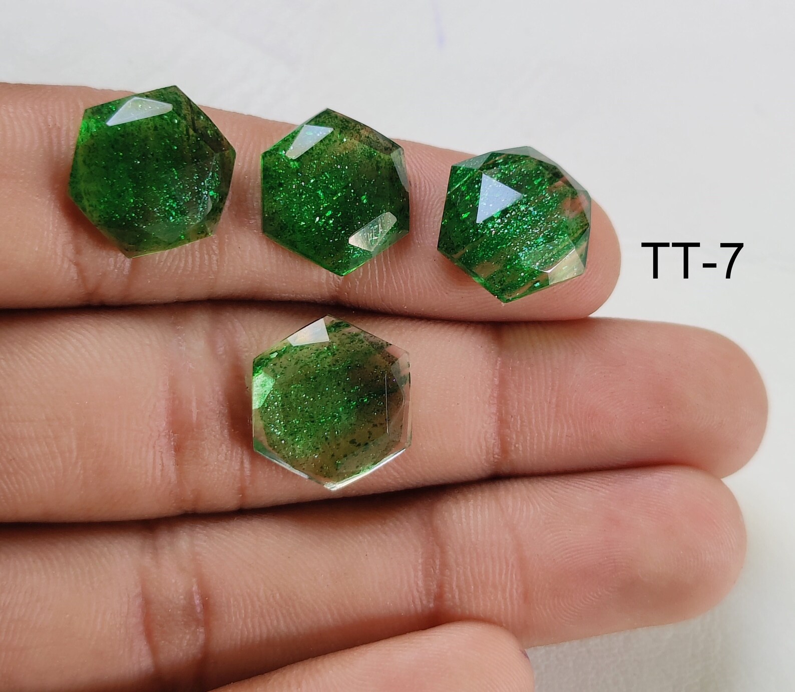 GREEN SUNSTONE Gemstonetreated Cut Faceted Jewelry Making - Etsy