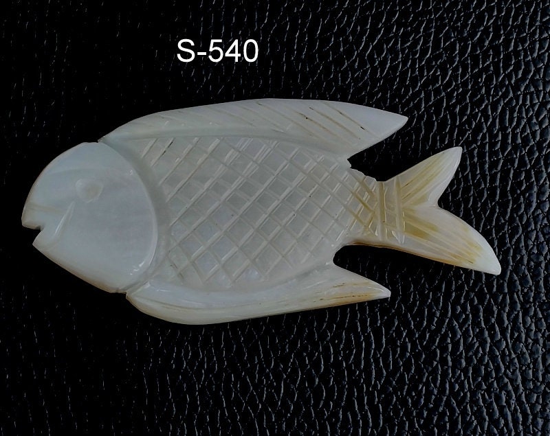 MOTHER OF PEARL Carved Fish Shape Jewelry Making Gemstone | Etsy UK