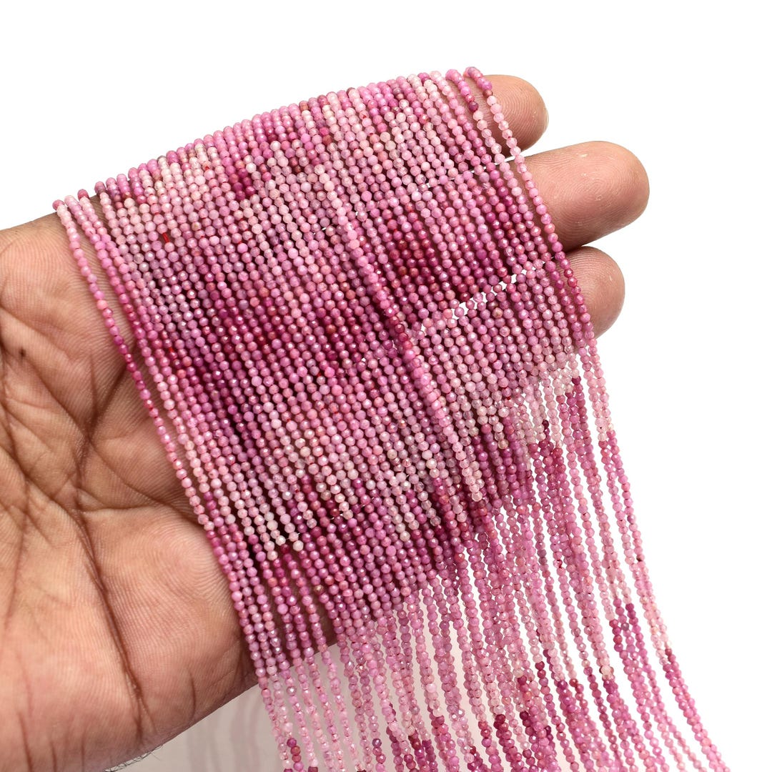 Ruby Rondelle Faceted Micro Cut Beads, Pink Shaded, Precious Gemstone ...