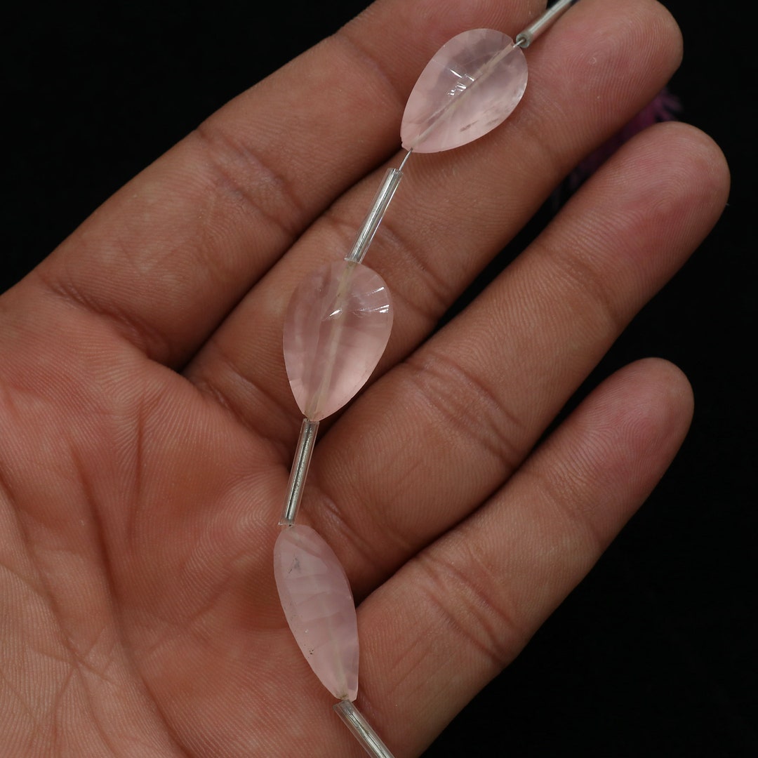 Pink Rose Quartz Pear, Concave Beads, Straight Drill Concave, Briolette ...
