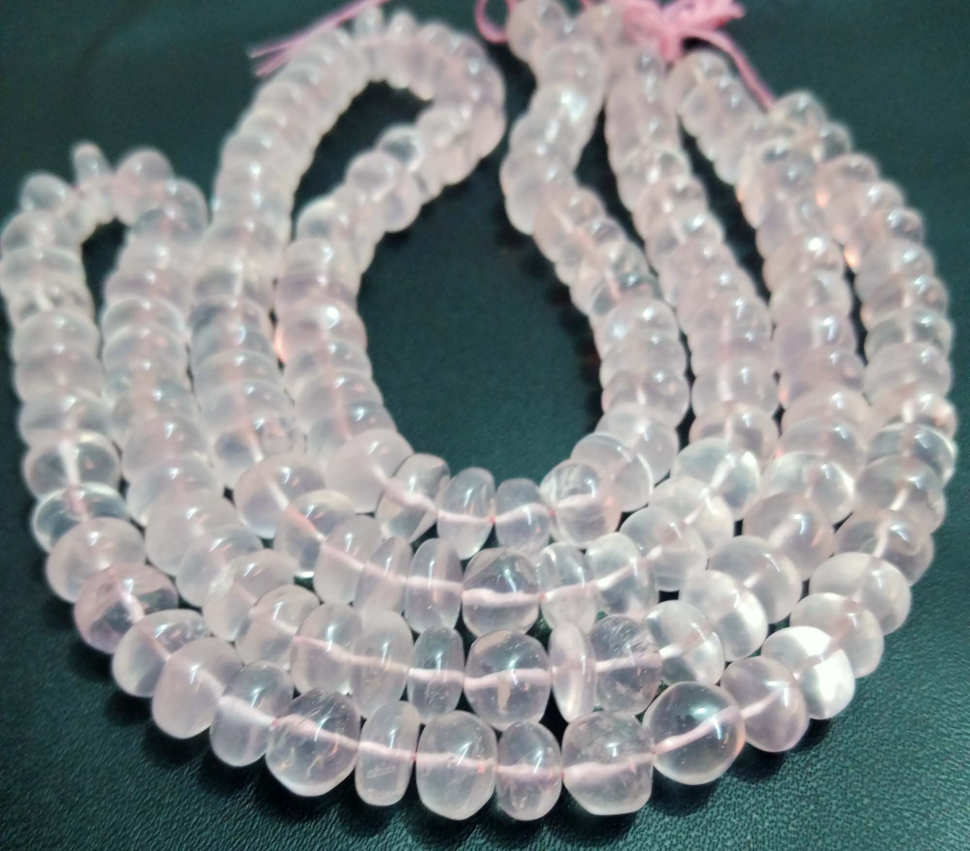 Natural Rose Quartz Rondelle Smooth Gemstone Beads 8x8-9x9mm | Etsy