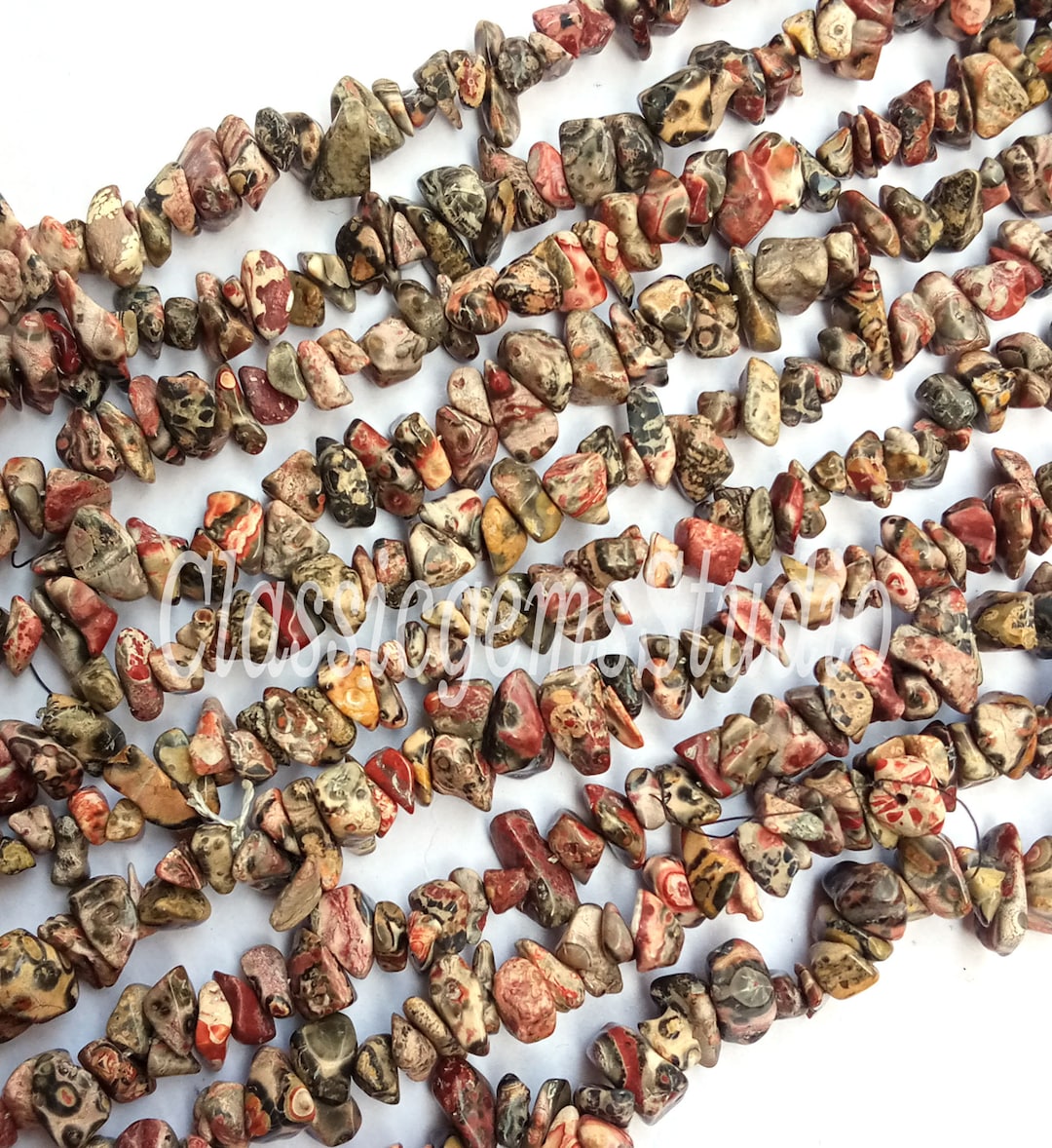 Leopard Jasper Chips Beads, Tiny Nugget Chips, Jasper Gemstone Chips ...