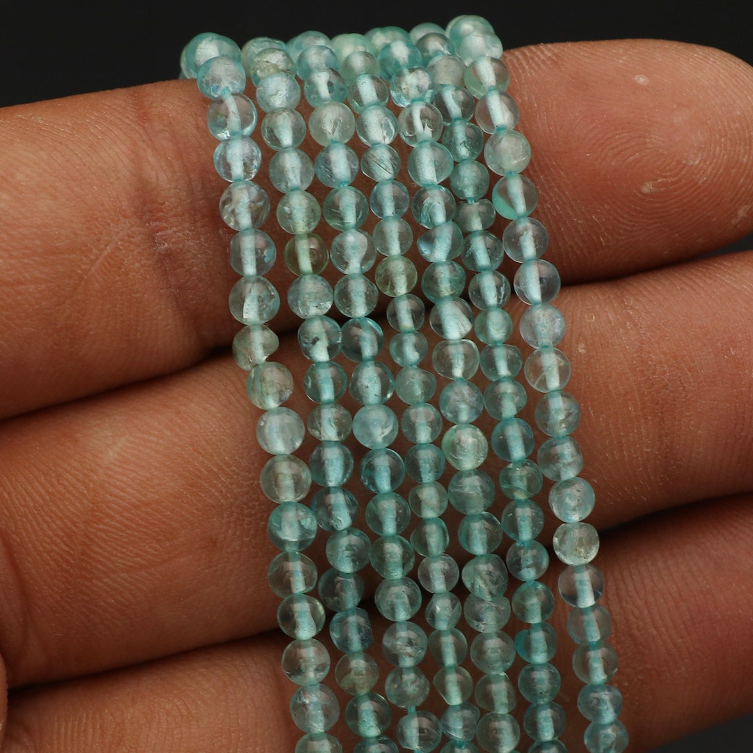 Sky Blue Apatite Beads: 2.5mm Smooth Round Gemstone, 13