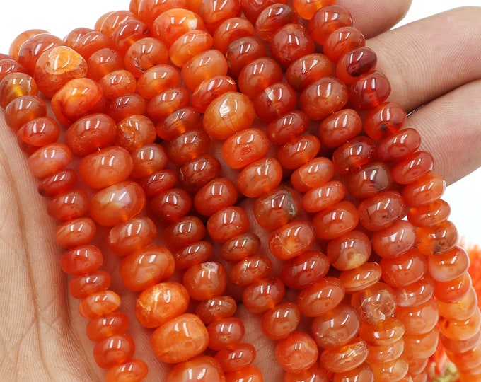 7strand,carnelian Rondelle Smooth Beads, Natural Orange Carnelian ...