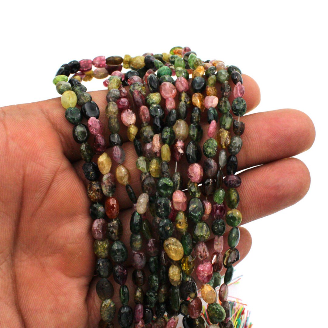 Tourmaline Oval Smooth Beads, 11''Strand, Natural Multi Tourmaline ...