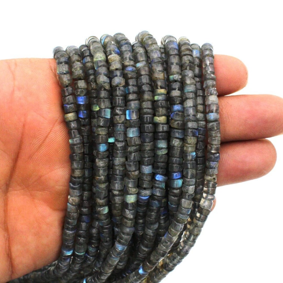 Blue Fire Labradorite Smooth Washer Beads, 4.5 Mm, Natural Labradorite ...