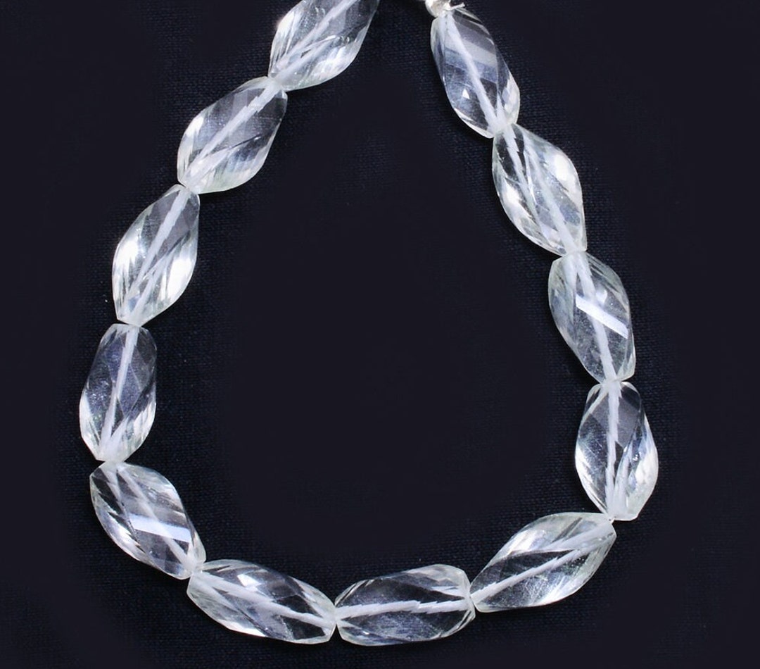 Crystal Clear Quartz Twisted Rectangle Beads, Natural Gemstone, 7x15 ...