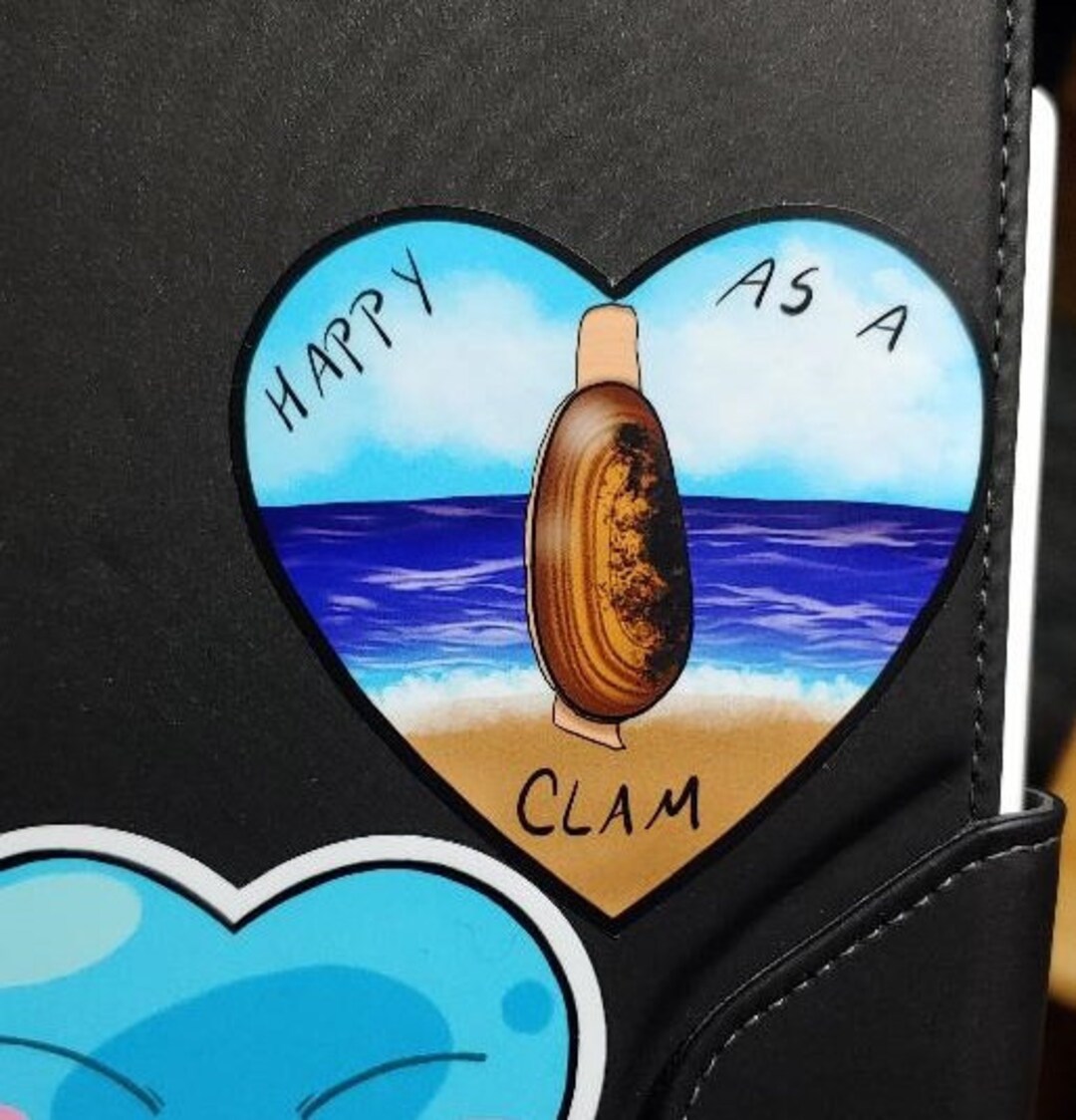 Happy as a Clam Waterproof Heart Sticker, Clam Digging Love - Etsy