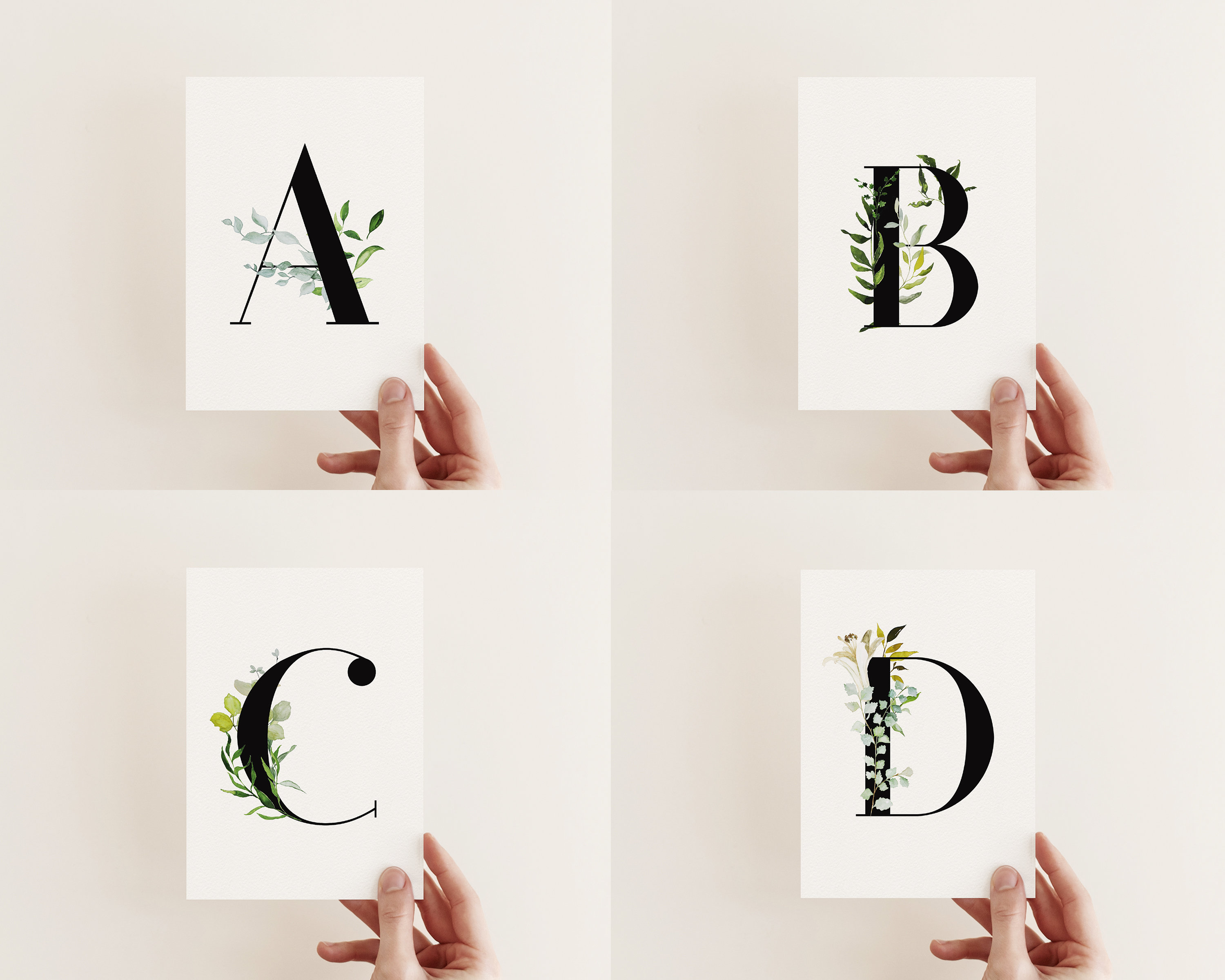 Card With Letter Flowers Letters Watercolor DIY Garland - Etsy