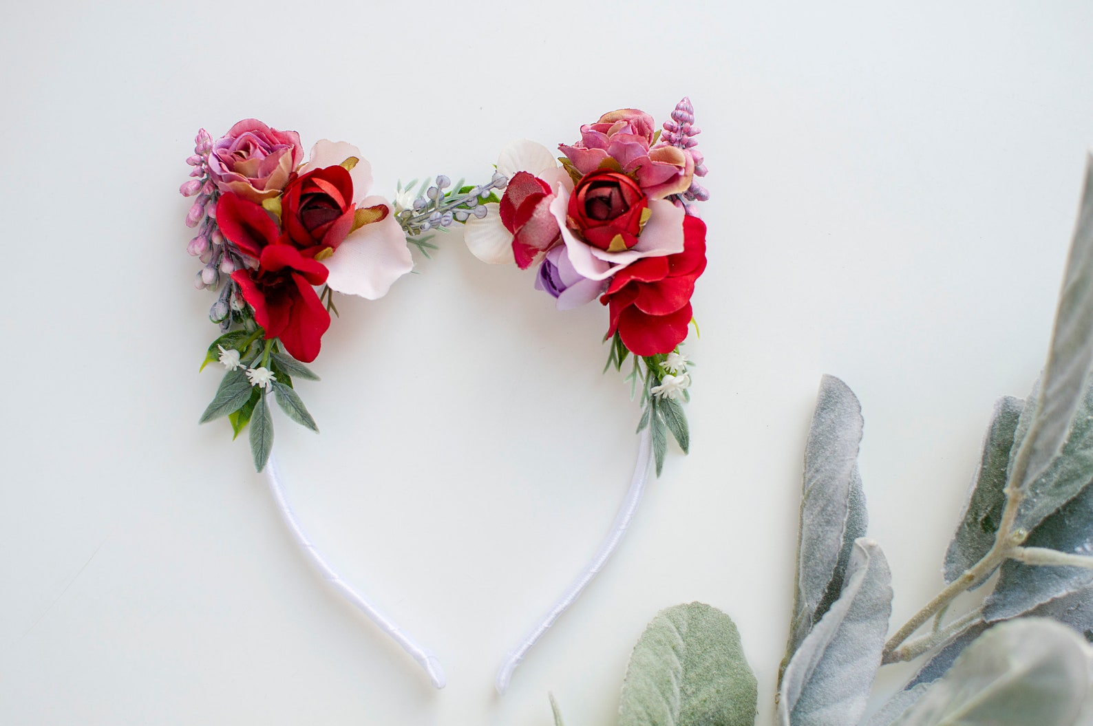 Floral Cat Ears Headband: Flower Girl Kitty Crown - Etsy