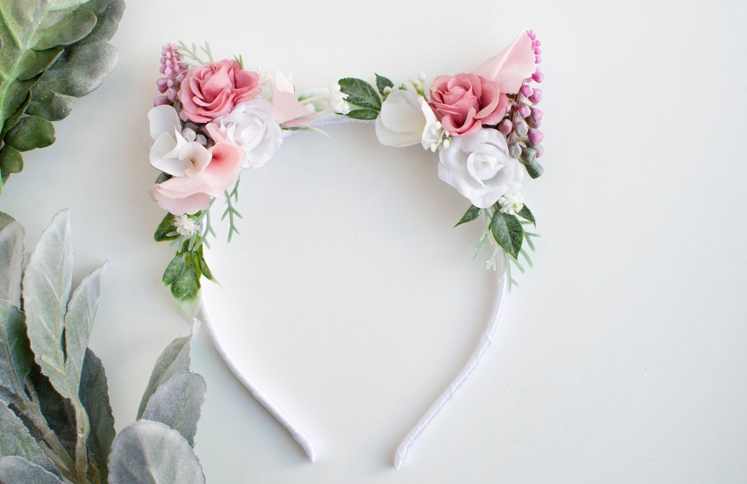 Floral Cat Ears Floral Cat Headband Flower Cat Ears Flower Cat Headband ...