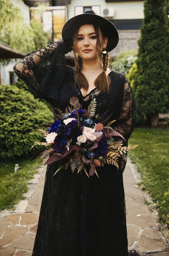 Black Bridal Bouquet Black Wedding Bouquet Black Bride Bouquet - Etsy