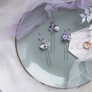 Lavender Hair Pins Purple Hair Pins Bridesmaid Hair Pins Lavender ...