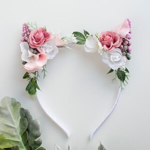 Floral Cat Ears Floral Cat Headband Flower Cat Ears Flower Cat Headband ...