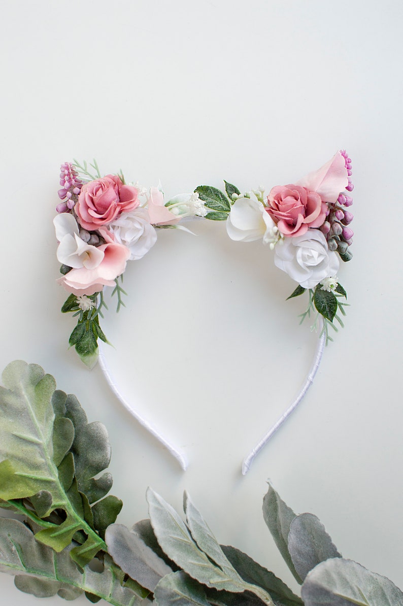 Floral Cat Ears Floral Cat Headband Flower Cat Ears Flower Cat - Etsy