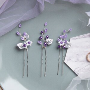 Lavender Hair Pins Purple Hair Pins Bridesmaid Hair Pins Lavender ...