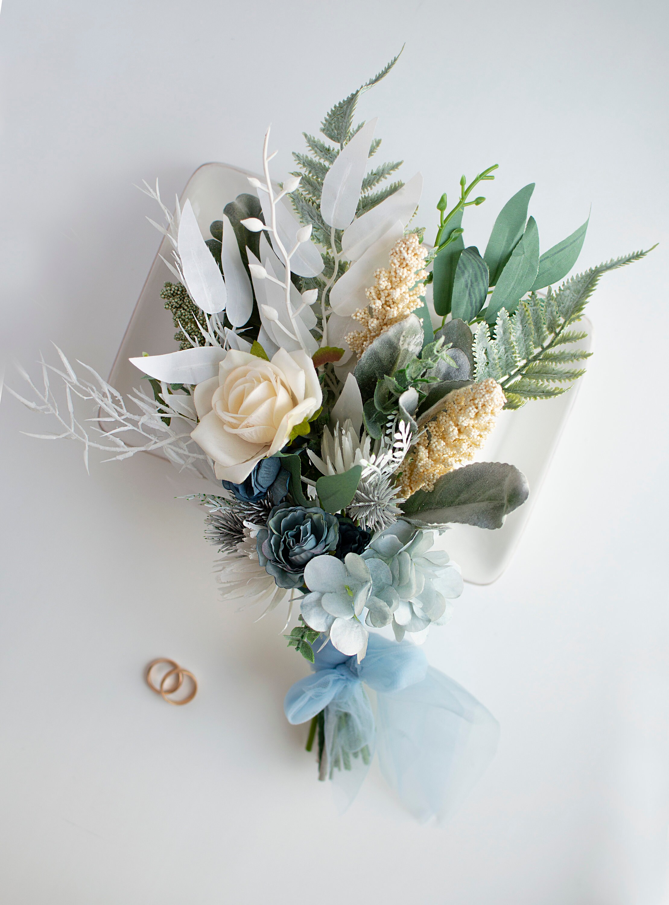 Blue Floral Bouquet Small Bouquet Flower Girl Bouguet Dusty - Etsy