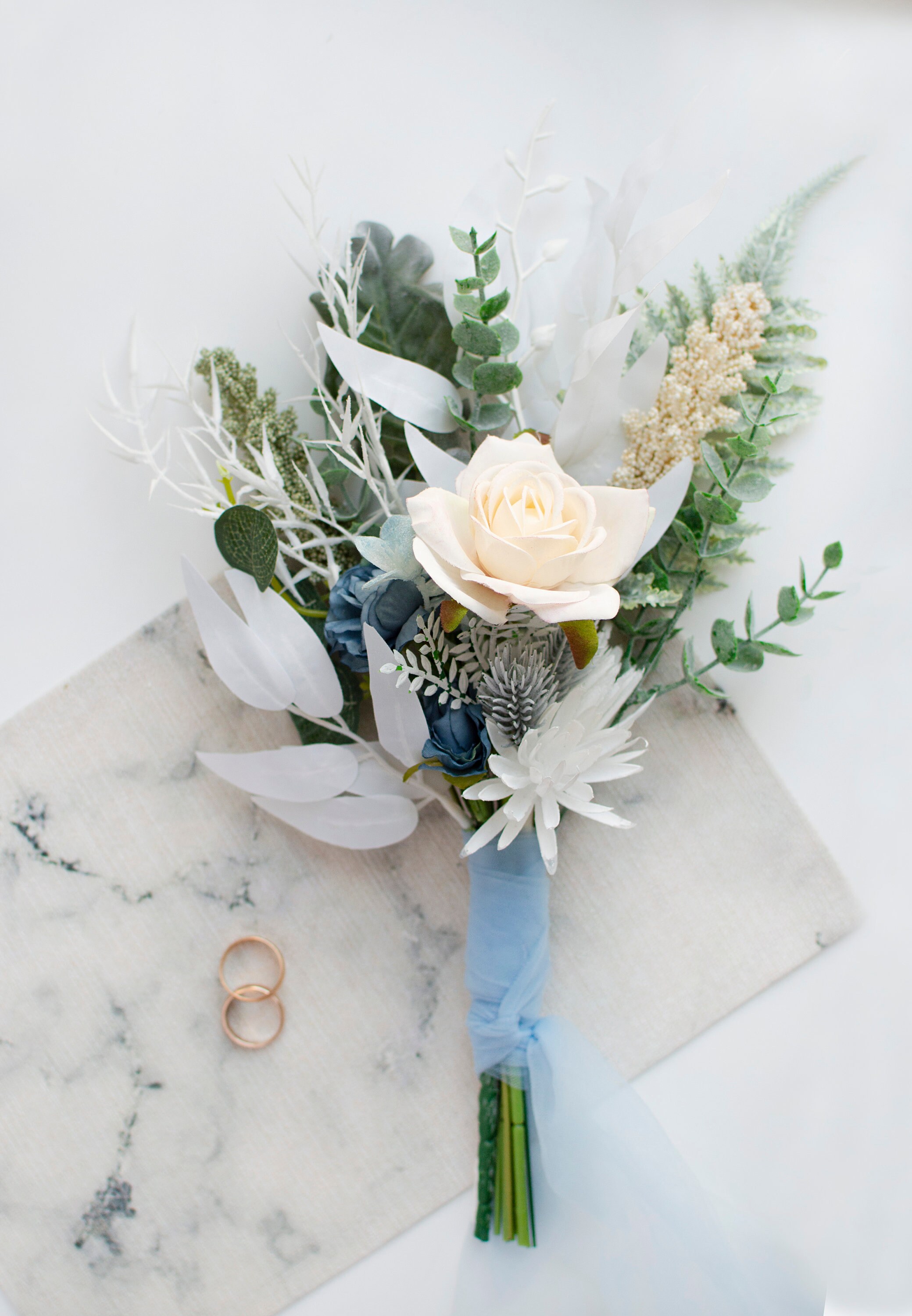 Blue floral bouquet Small bouquet Flower girl bouguet Dusty | Etsy