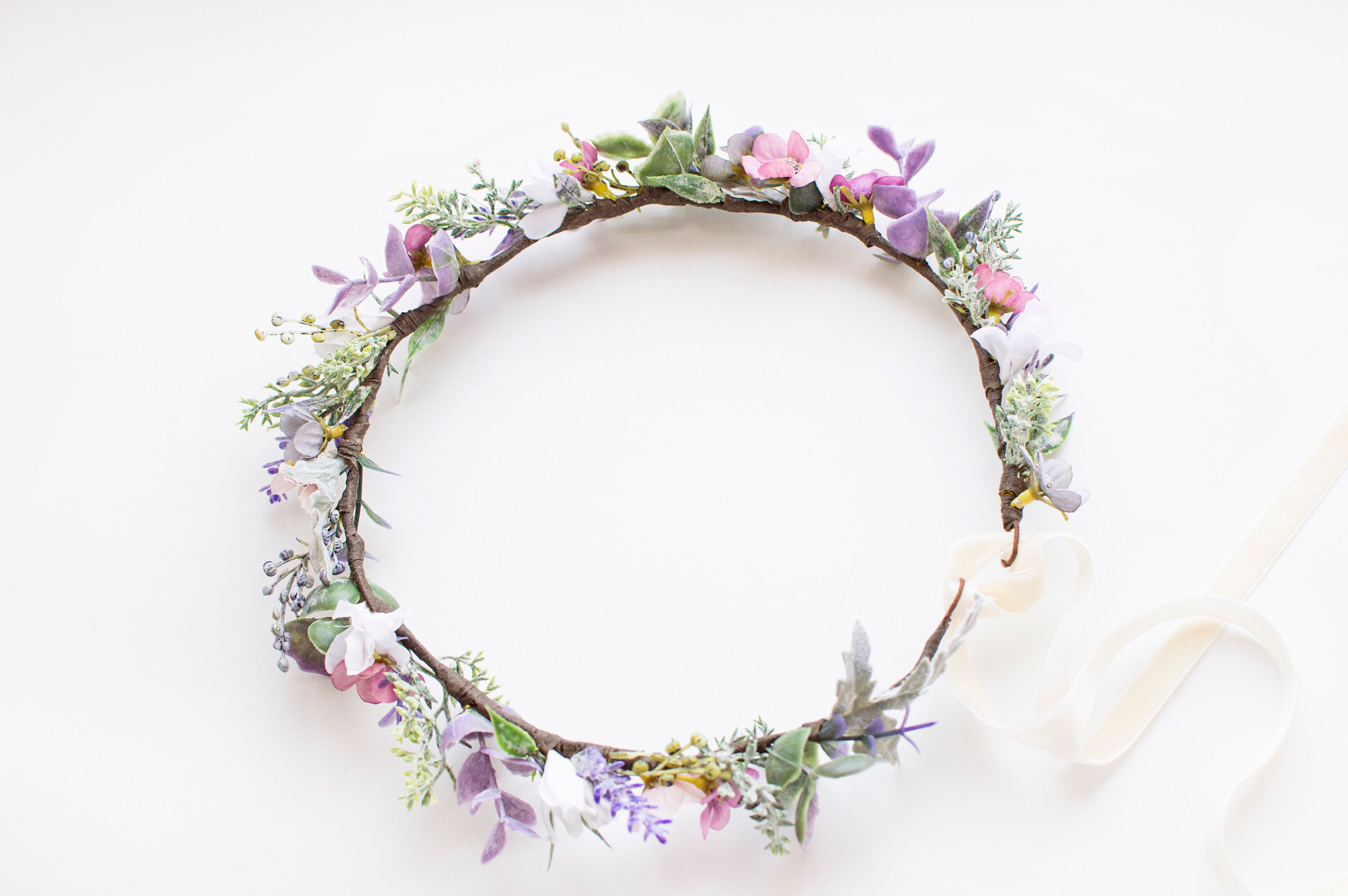 Purple Floral Crown Lavender Floral Crown Purple Hair Wreath | Etsy