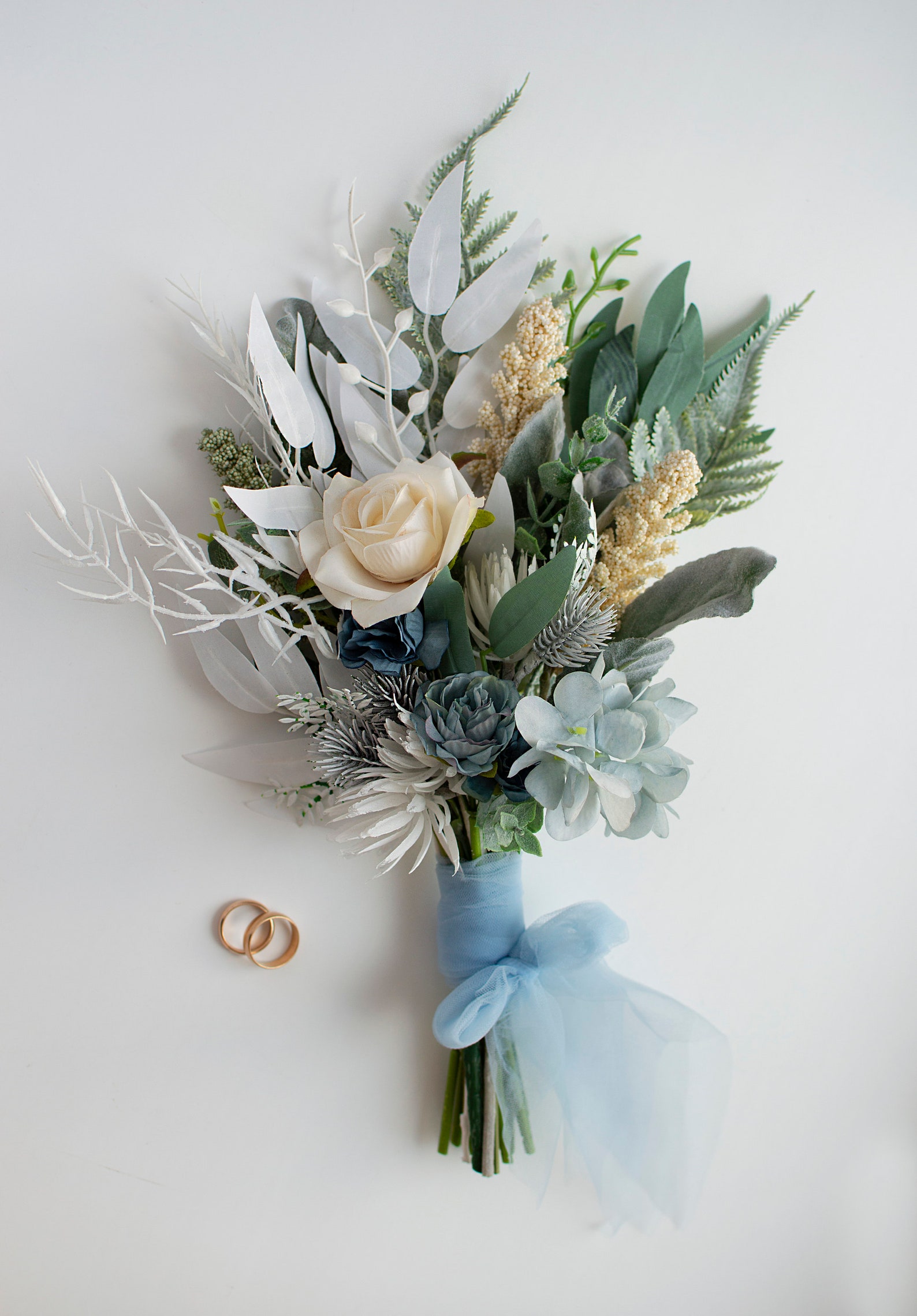 Blue Floral Bouquet Small Bouquet Flower Girl Bouguet Dusty - Etsy