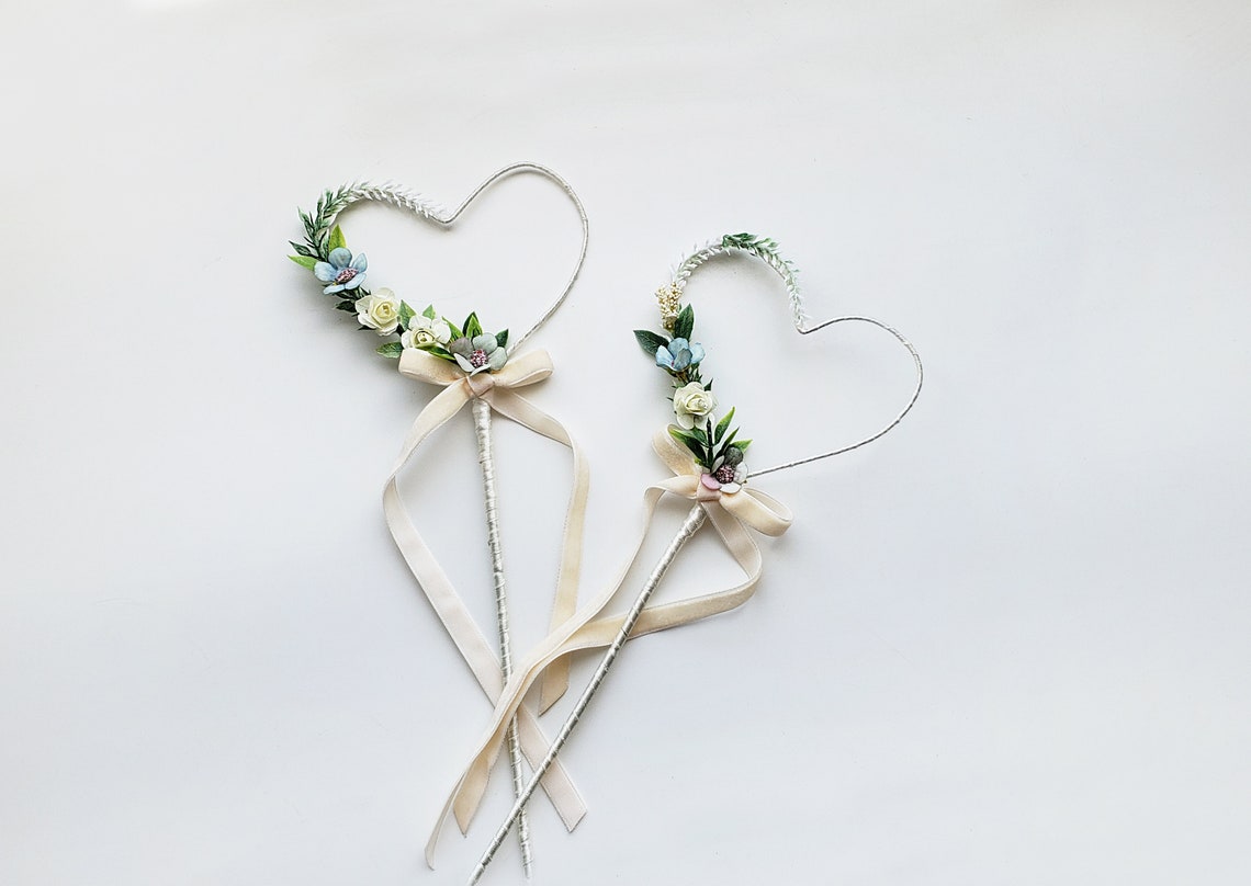 Wedding Floral Wand Bridal Floral Wand Flower Girl Wand Sage - Etsy