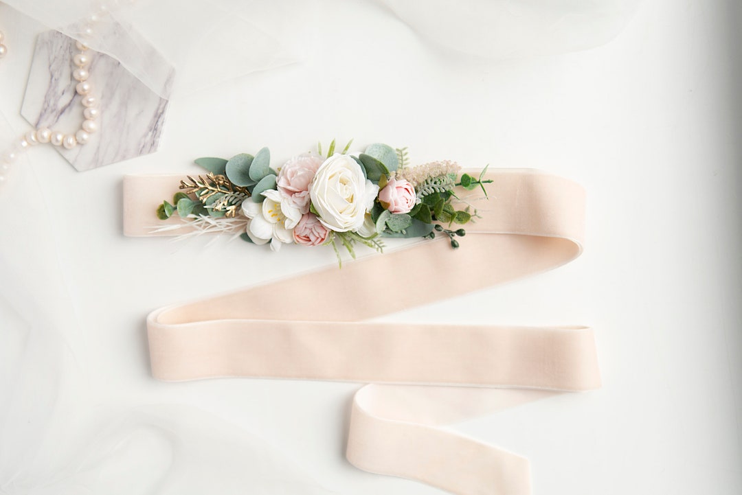 Blush Flower Belt Floral Belt for the Dress Blush Wedding Belt Bridal ...