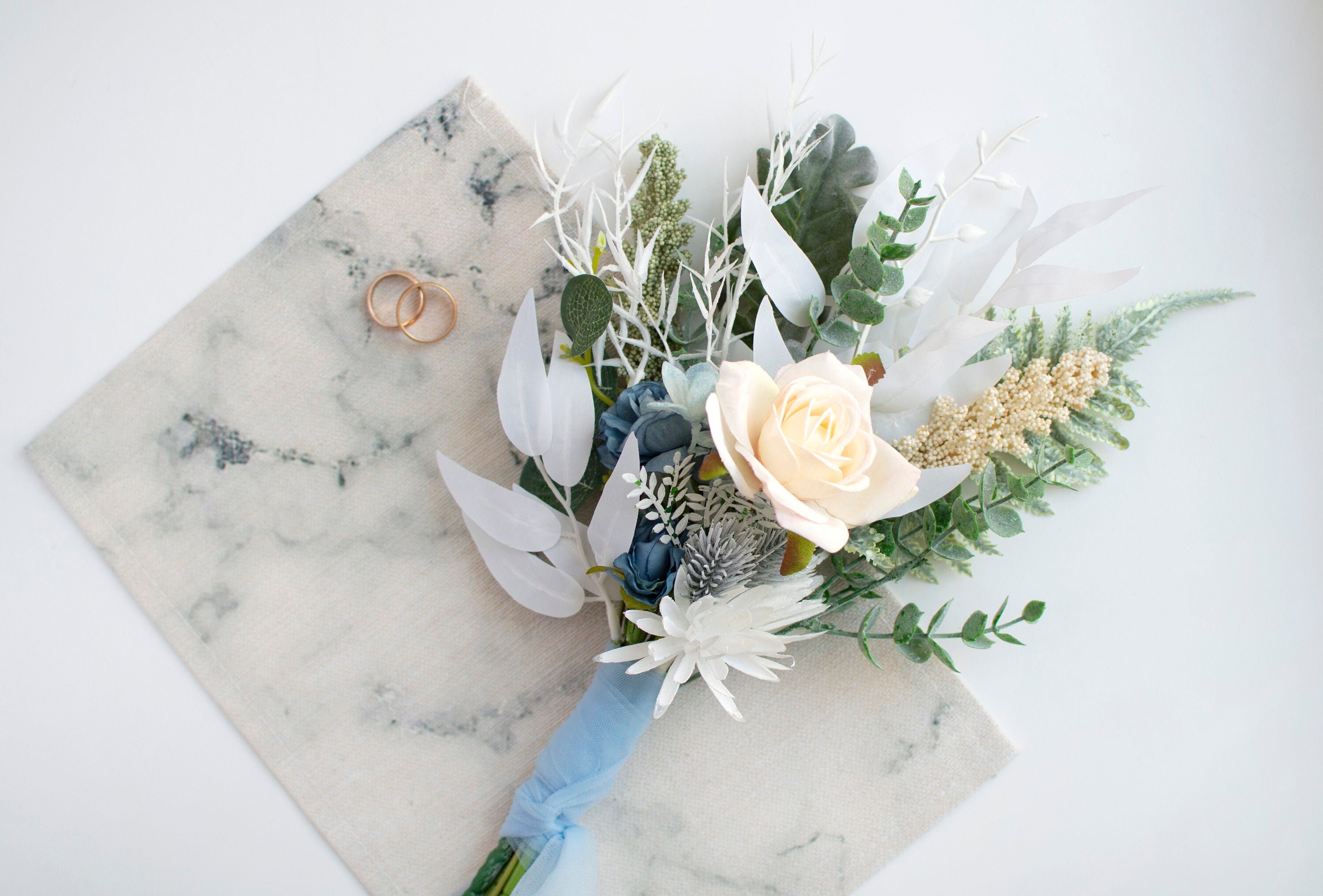 Blue floral bouquet Small bouquet Flower girl bouguet Dusty | Etsy